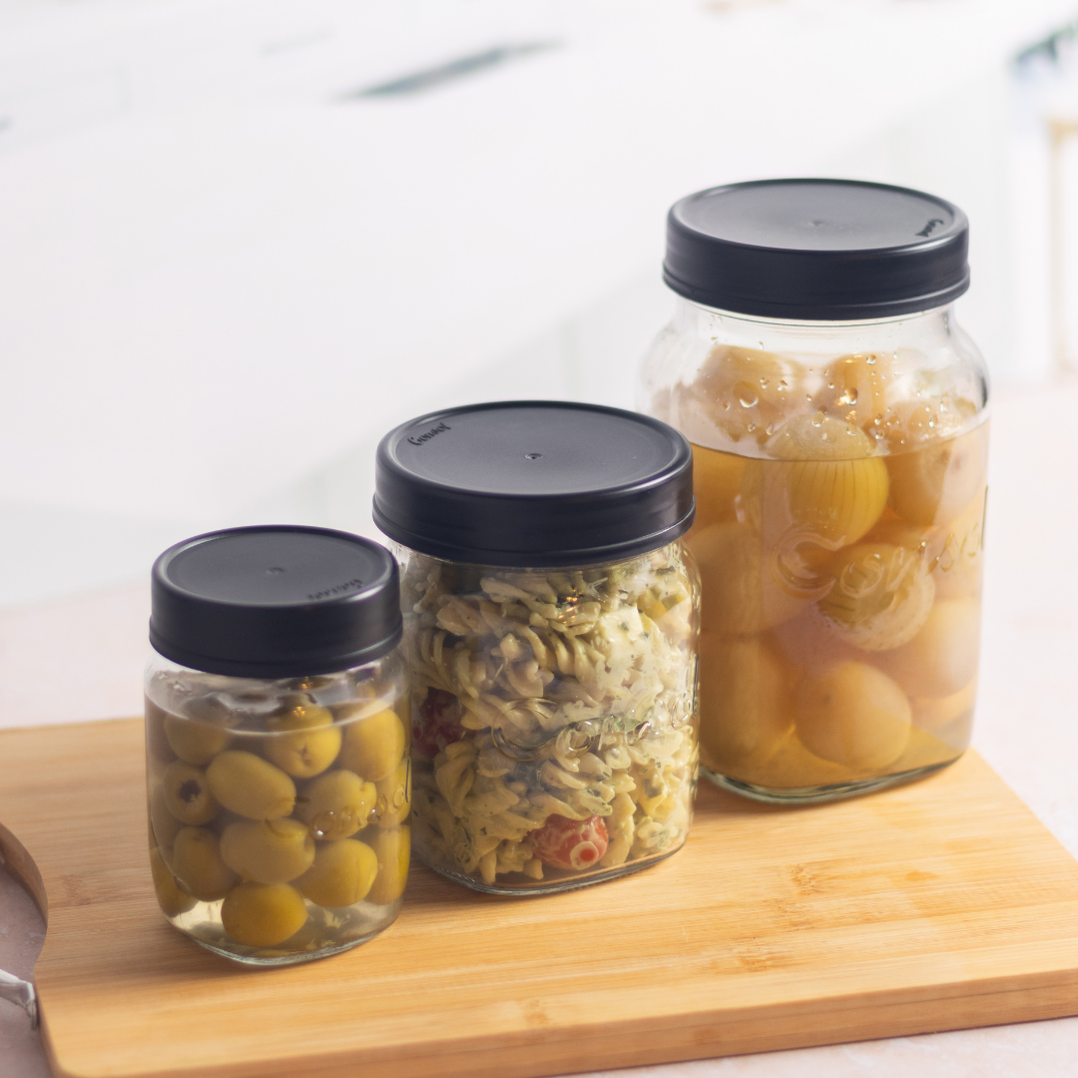 Consol Glass Preserve Jar 1000ml (1L) with Black Lid — The Consol Shop ...