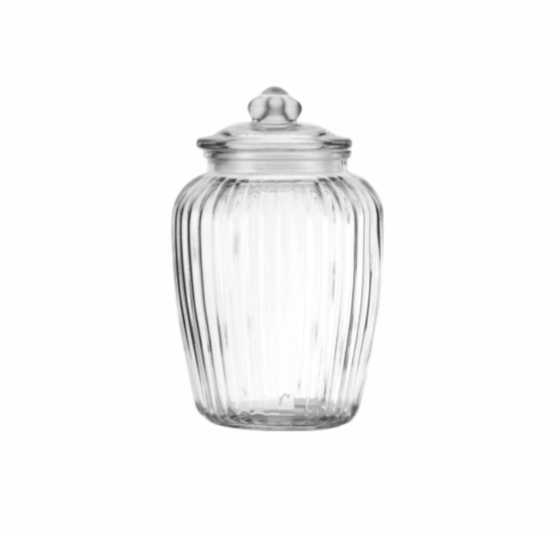 Consol Glass Round Ribbed Glass Cannister 2400ml (2.4L) With Glass Lid ...