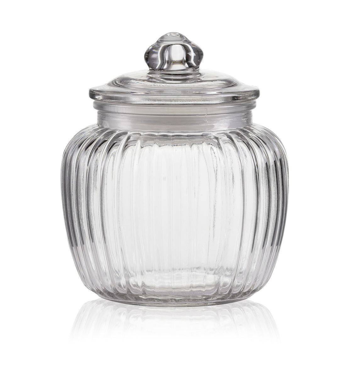 Consol Glass Round Ribbed Glass Cannister 600ml With Glass Lid – The ...