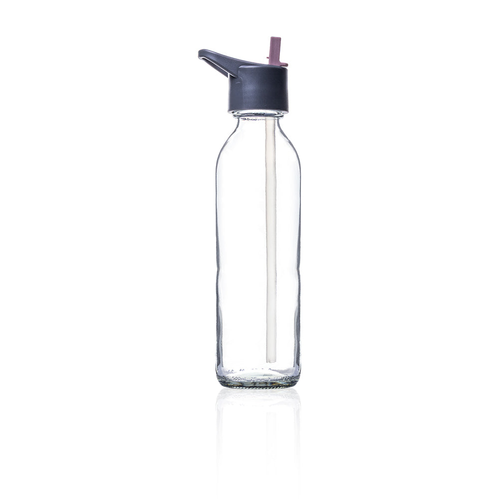 Consol Glass Sleek with Plum Straw Lid 500ml — The Consol Shop Woodmead